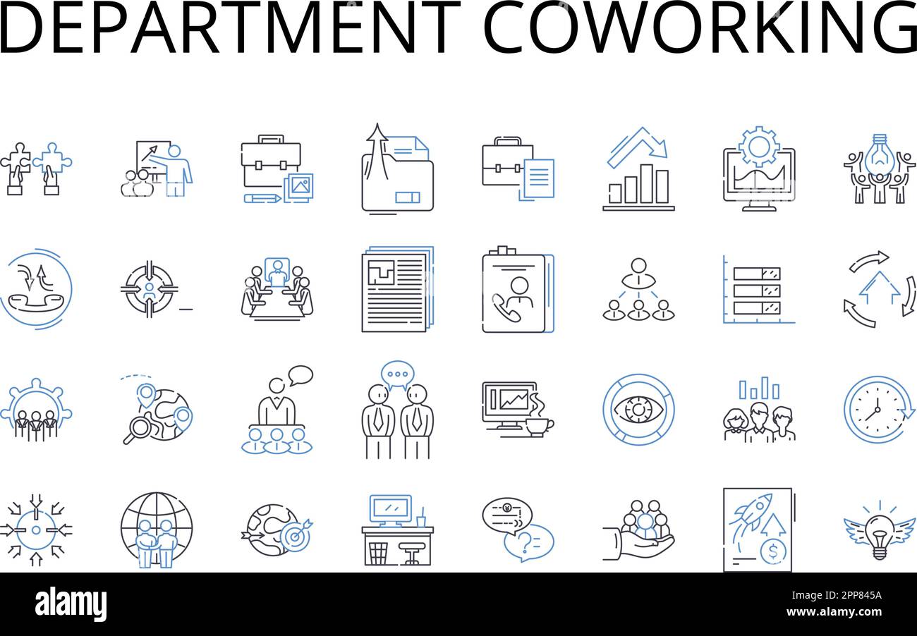 Department Coworking Line Icons Collection Business Collaboration Workplace Collaboration