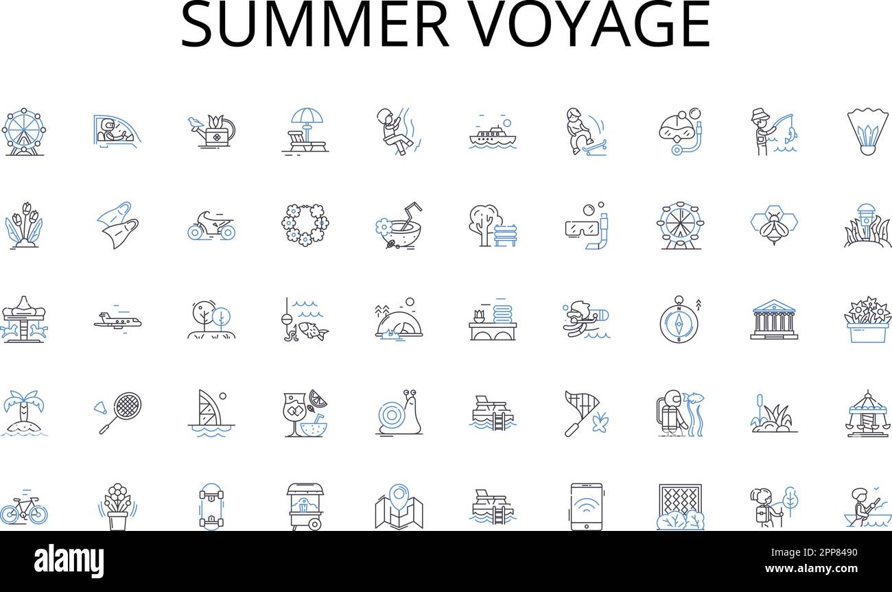 Summer voyage line icons collection. Dedication, Reliability ...