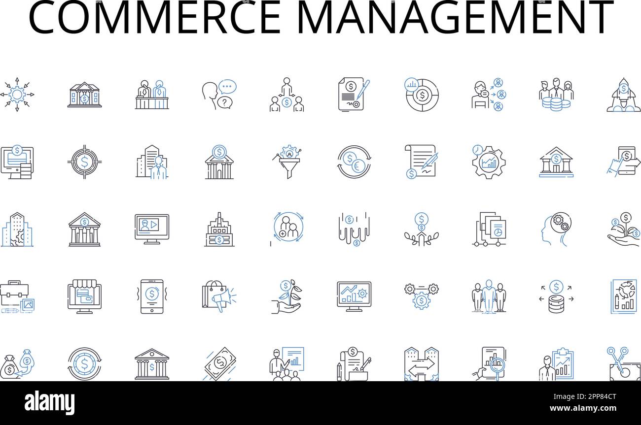 Commerce management line icons collection. Advertising, Branding ...