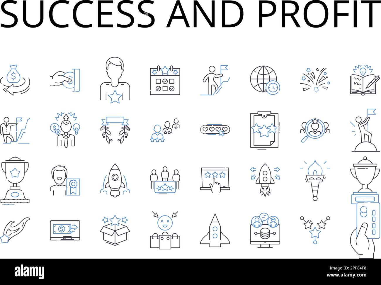Success and profit line icons collection. Achievement, Gain, Prosperity ...