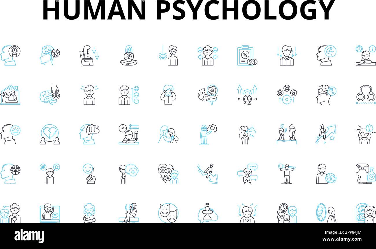 Human psychology linear icons set. Mindset, Emotion, Behavior ...