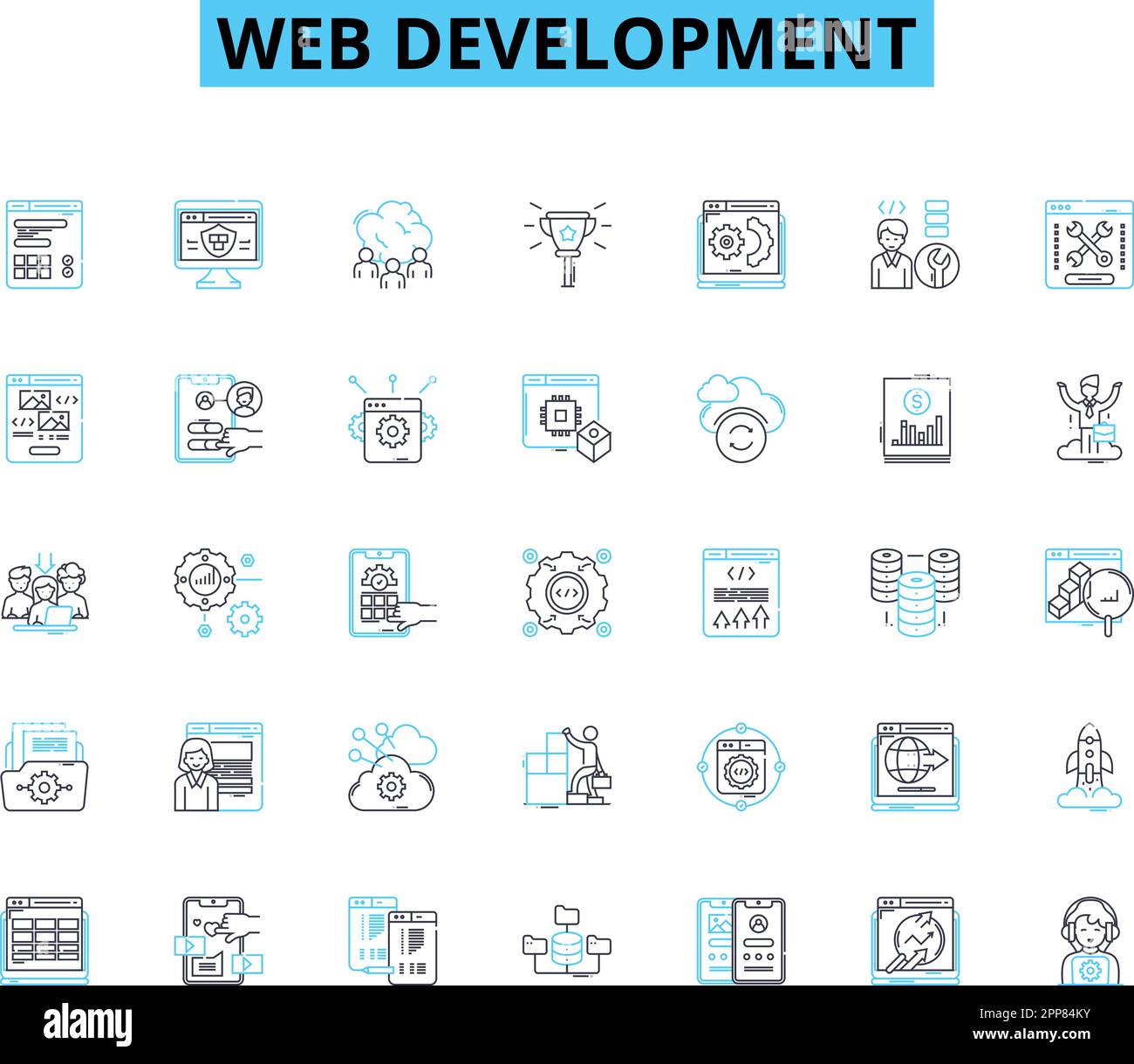 Web Development Linear Icons Set Html Css Javascript Php Python Ruby Typescript Line