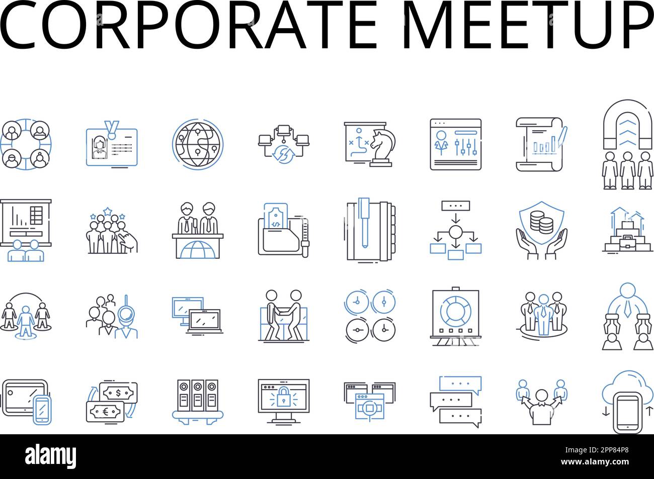 Corporate meetup line icons collection. Business conference, Executive ...