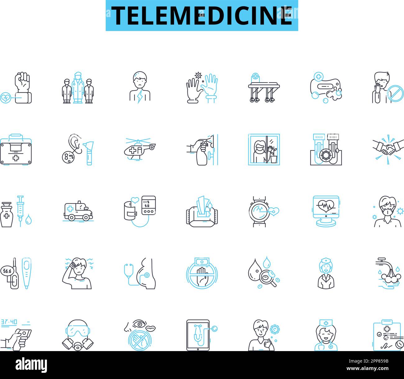 Telemedicine linear icons set. Virtual, Consultation, Diagnosis, Remote ... Telemedicine linear icons set. Virtual, Consultation, Diagnosis, Remote ...
