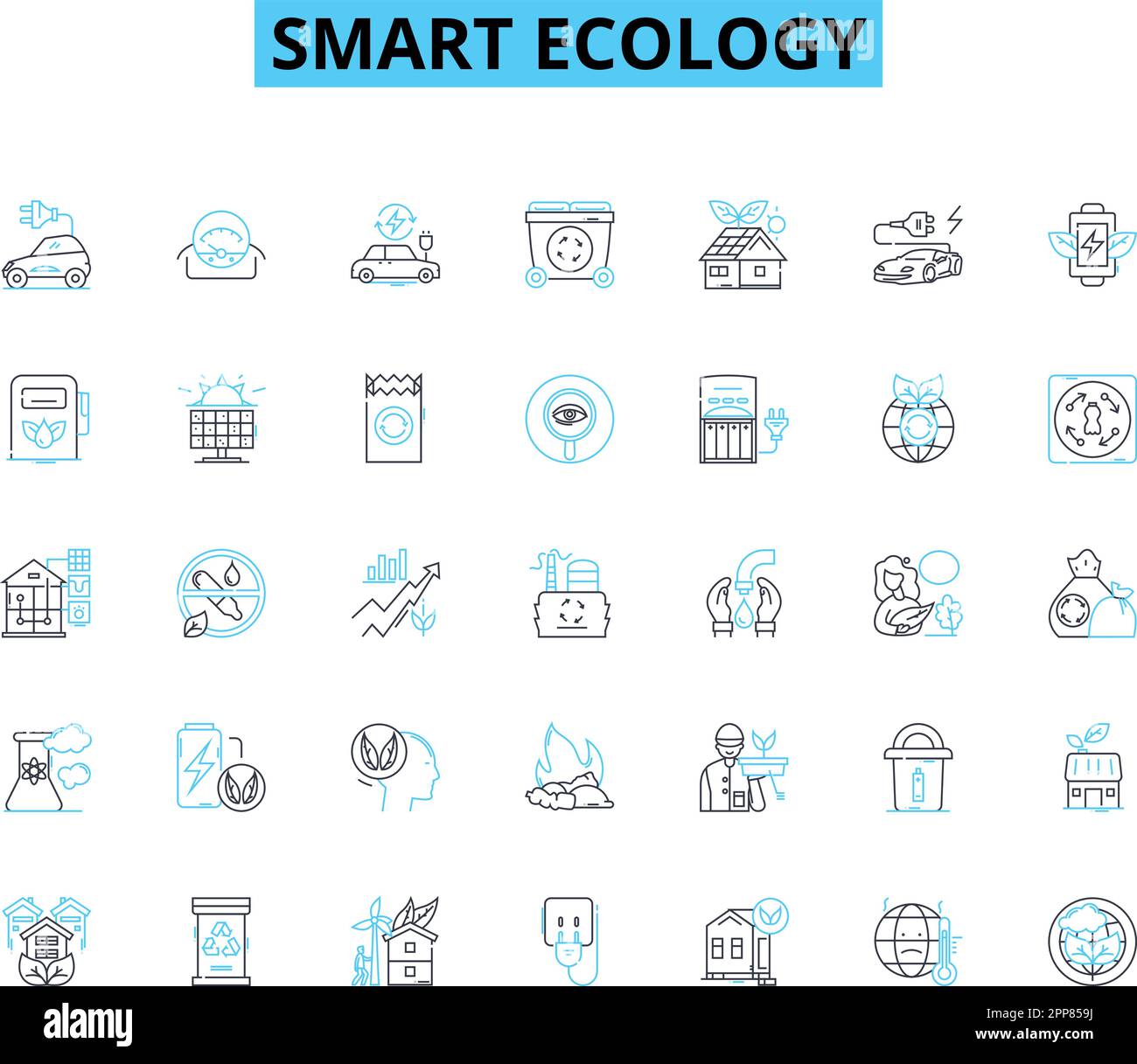 Smart ecology linear icons set. Sustainable, Renewable, Green, Eco-friendly, Biodegradable ...