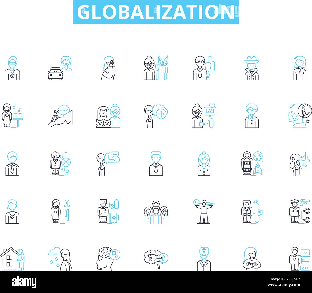 Globalization Linear Icons Set Interconnectedness Integration