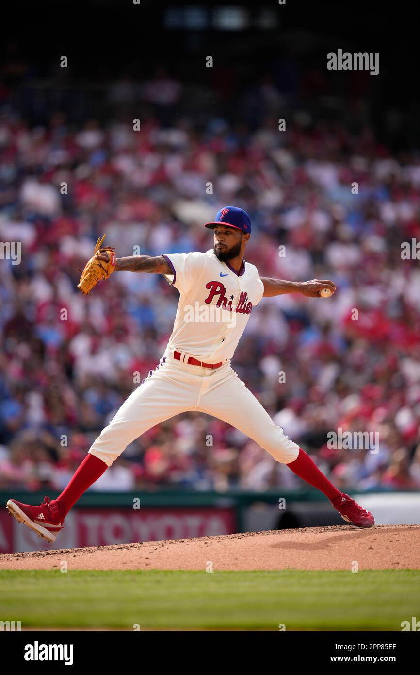 Philadelphia Phillies' Cristopher Sanchez plays during a baseball game ...