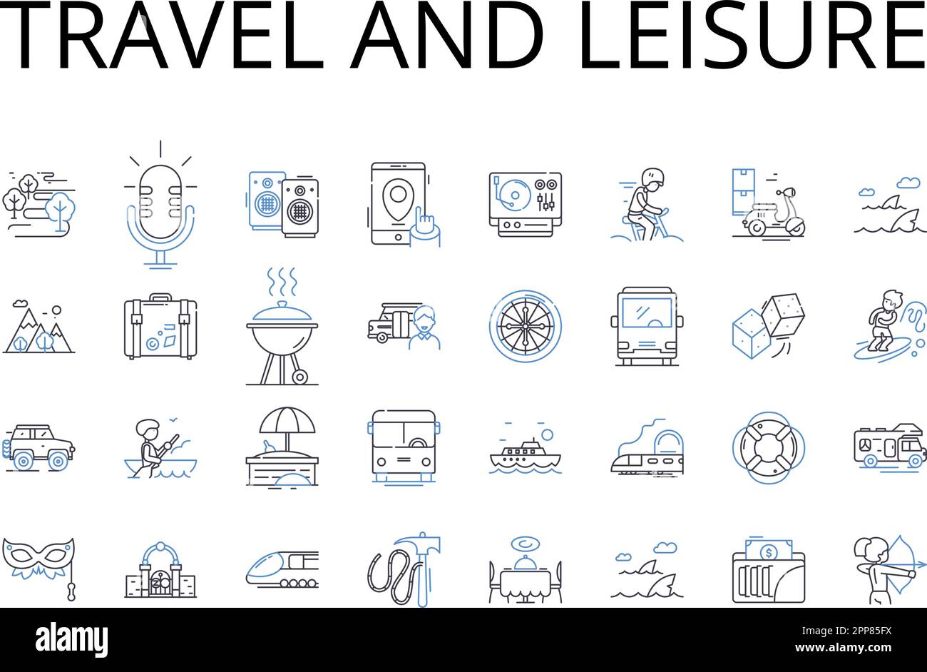 Travel and leisure line icons collection. Tourism, Vacation, Trip ...