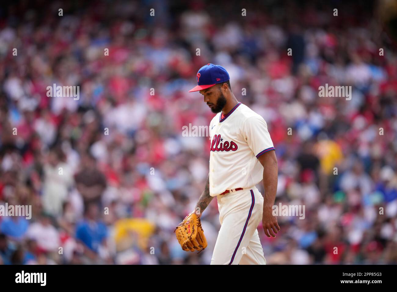 Philadelphia Phillies' Cristopher Sanchez plays during a baseball game ...