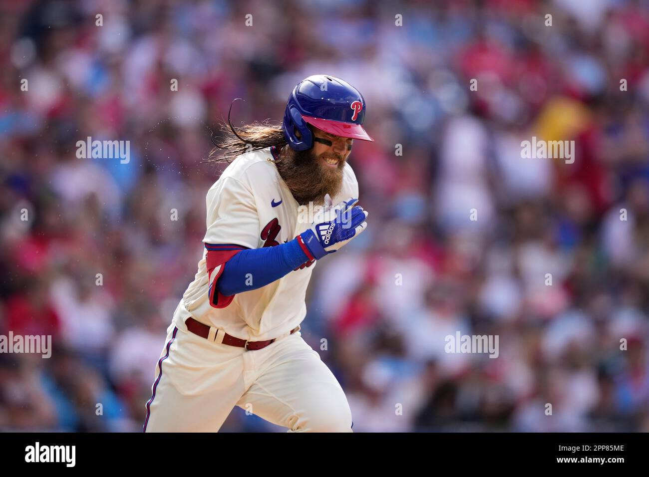 Philadelphia Phillies' Brandon Marsh plays during a baseball game ...