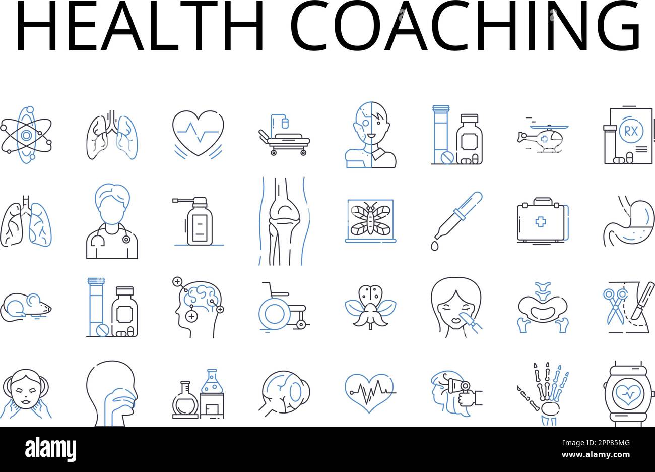 Health coaching line icons collection. Wellness coaching, Personal ... Health coaching line icons collection. Wellness coaching, Personal ...