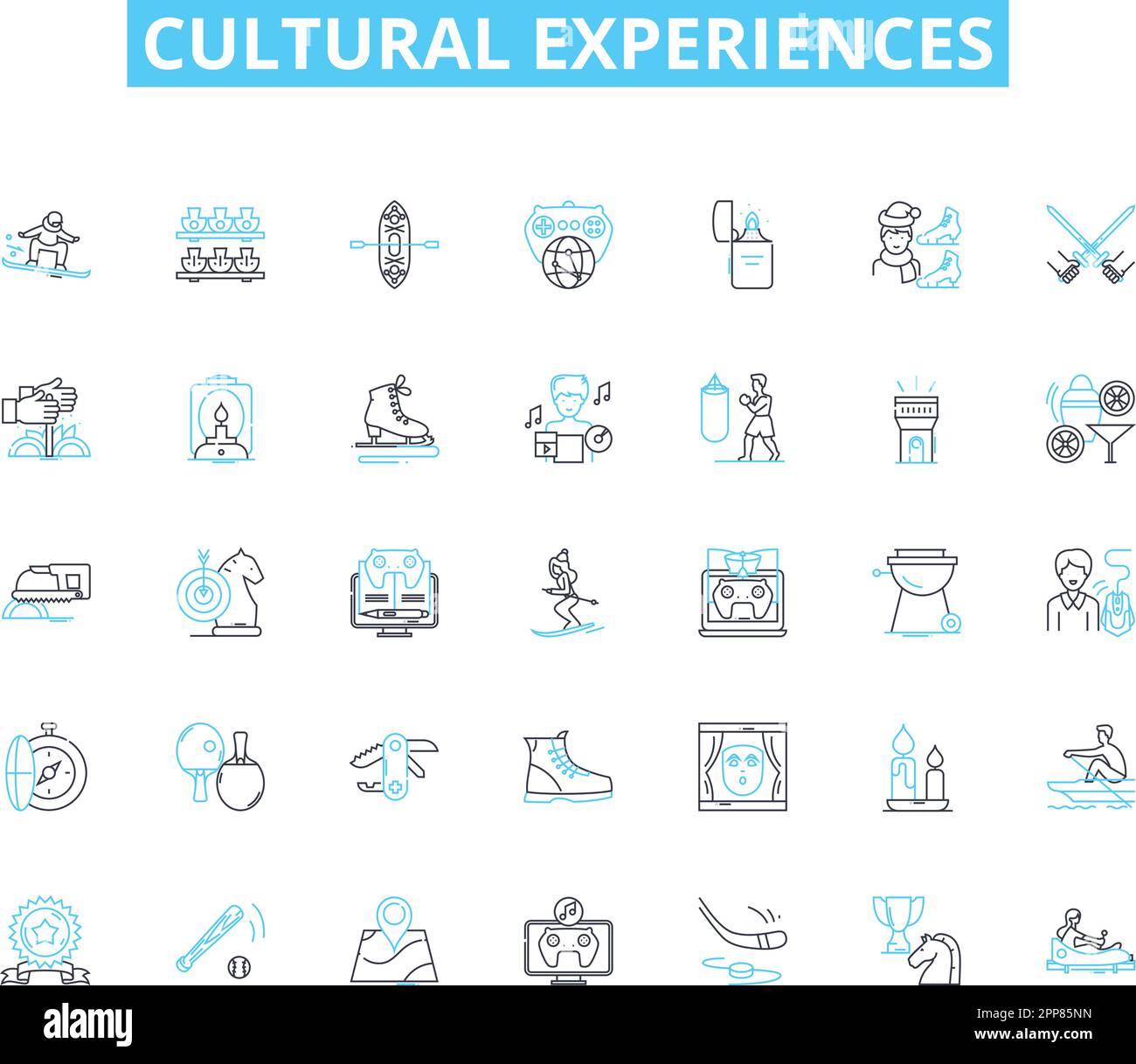 Cultural experiences linear icons set. Diversity, Immersion, Tradition ...