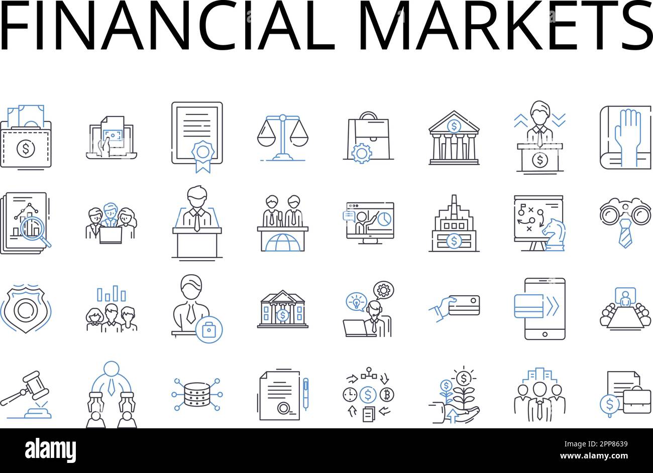 Financial markets line icons collection. Stock exchange, Investment ...