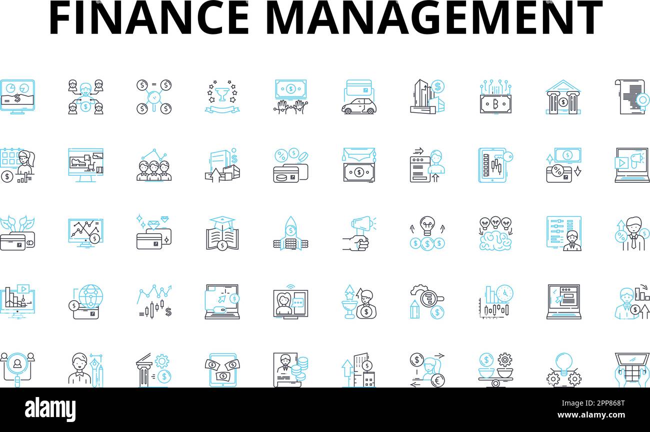 Finance management linear icons set. Budgeting, Accounting, Investments ... Finance management linear icons set. Budgeting, Accounting, Investments ...