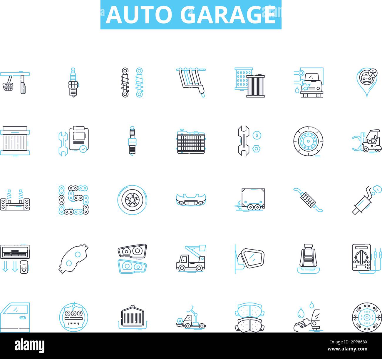 Auto garage linear icons set. Repair, Maintenance, Mechanic, Service ...
