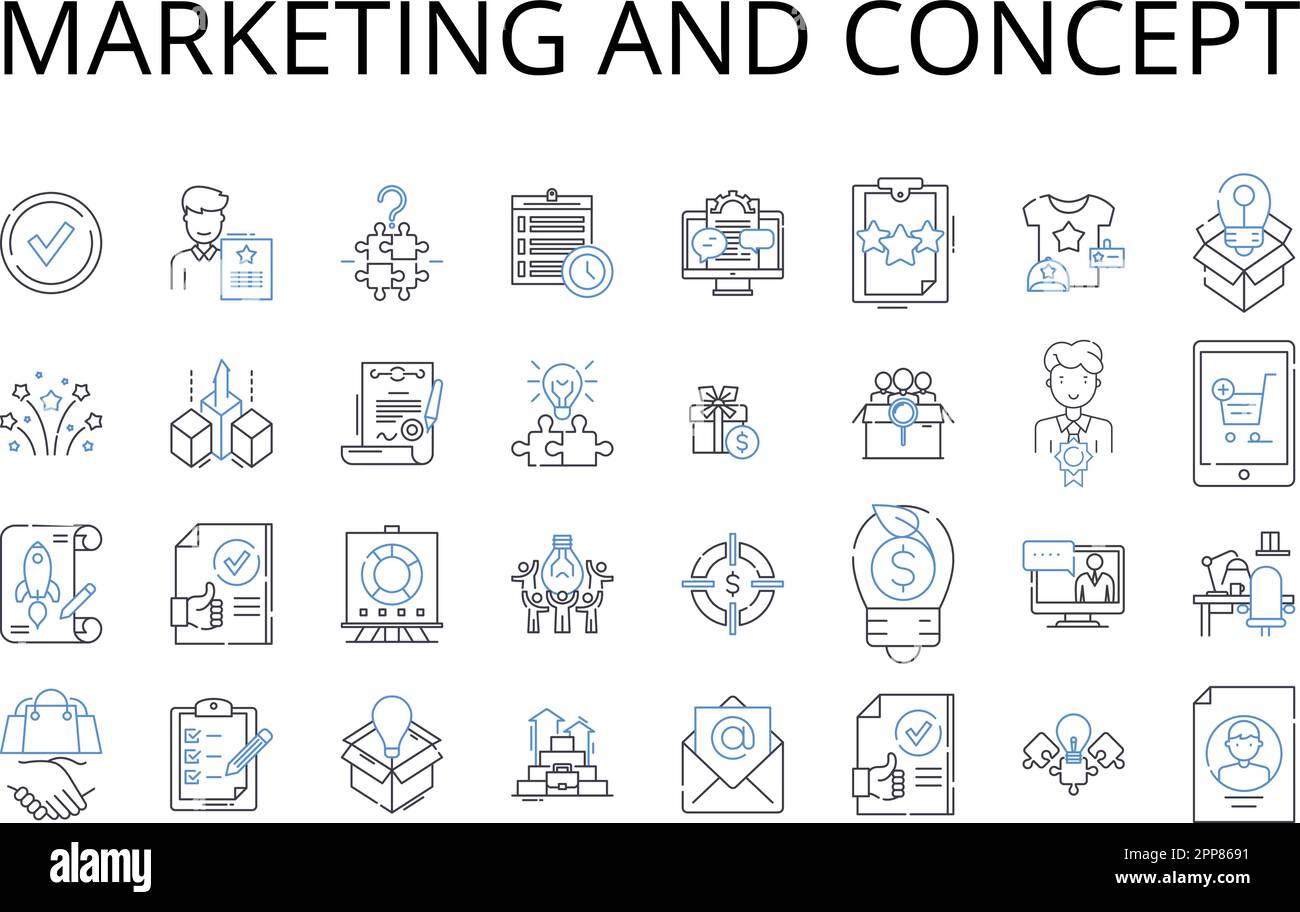 Marketing and concept line icons collection. Salesmanship and approach ... Marketing and concept line icons collection. Salesmanship and approach ...