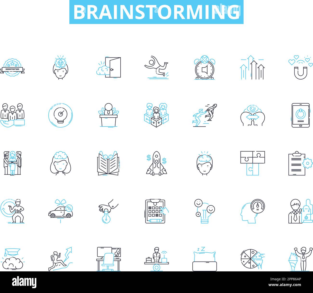 Brainstorming Linear Icons Set Ideation Creativity Innovation