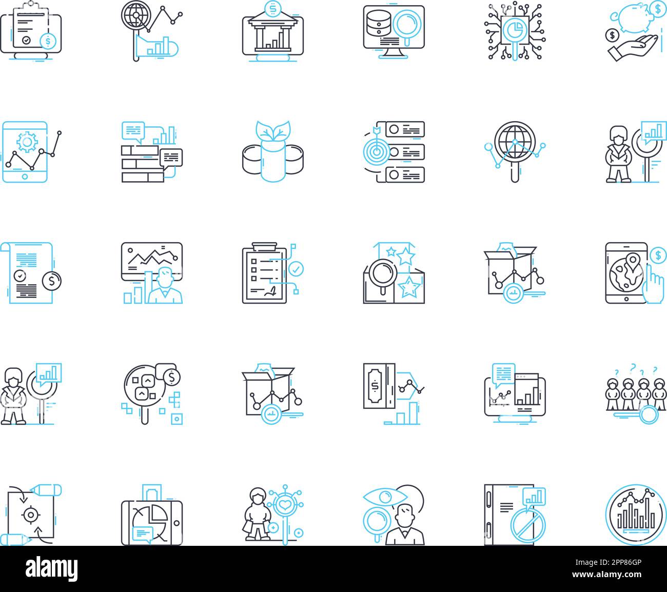 Financial investigation linear icons set. Fraud, My, Audit ...