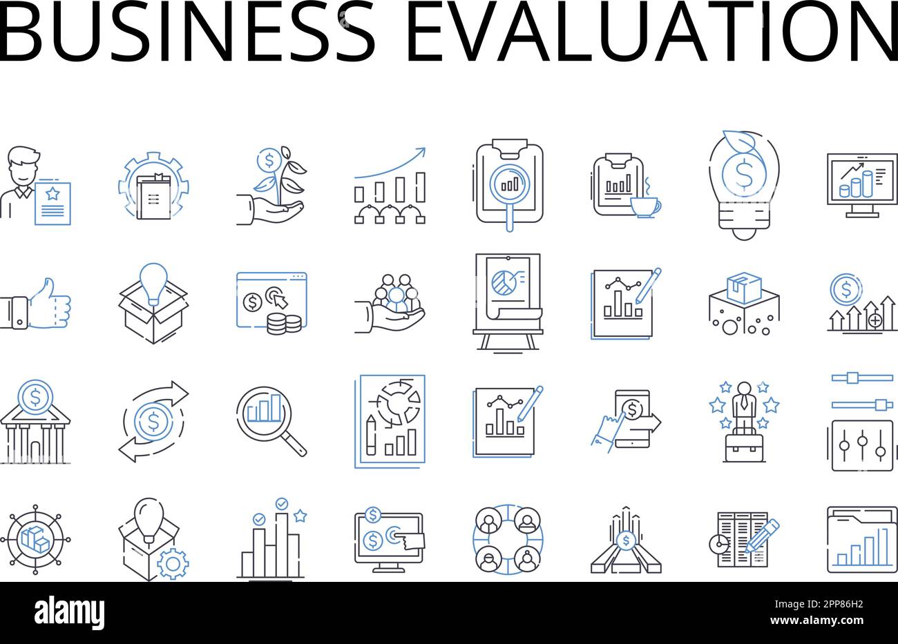 Business evaluation line icons collection. Economic analysis, Market assessment, Financial ...