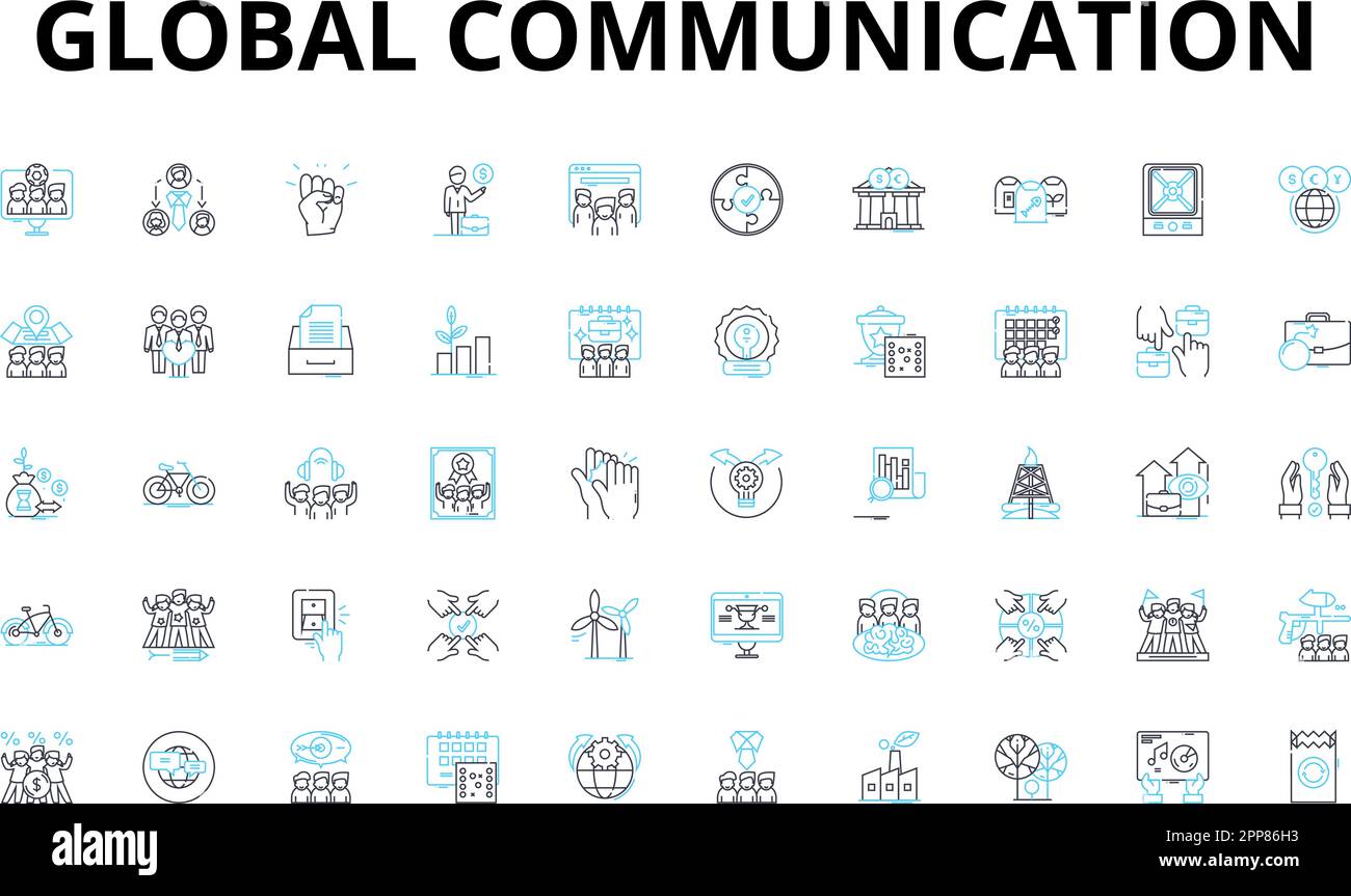 Global communication linear icons set. Connectivity, Nerking ... Global communication linear icons set. Connectivity, Nerking ...