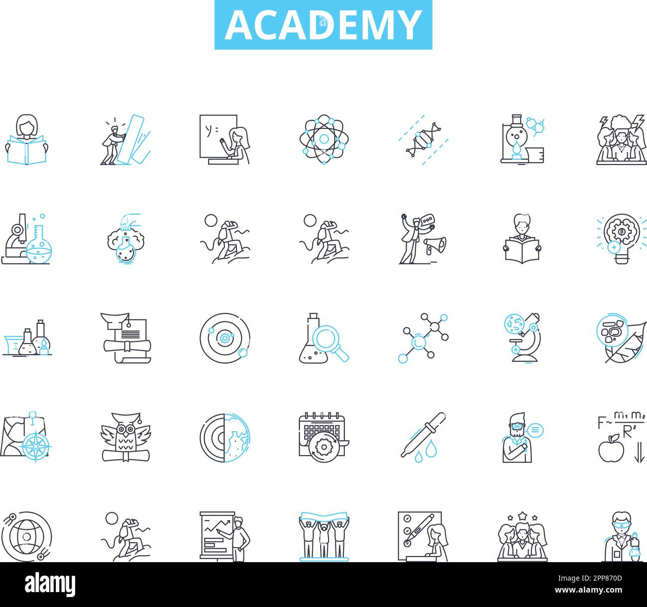 Academy Linear Icons Set Education Learning Schooling Institution
