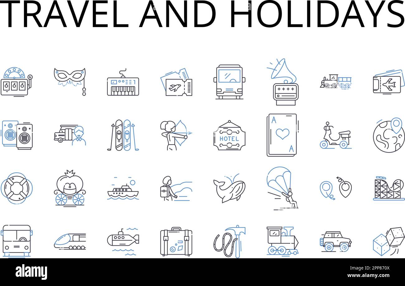 Travel and holidays line icons collection. Journey, Expedition, Tour ...