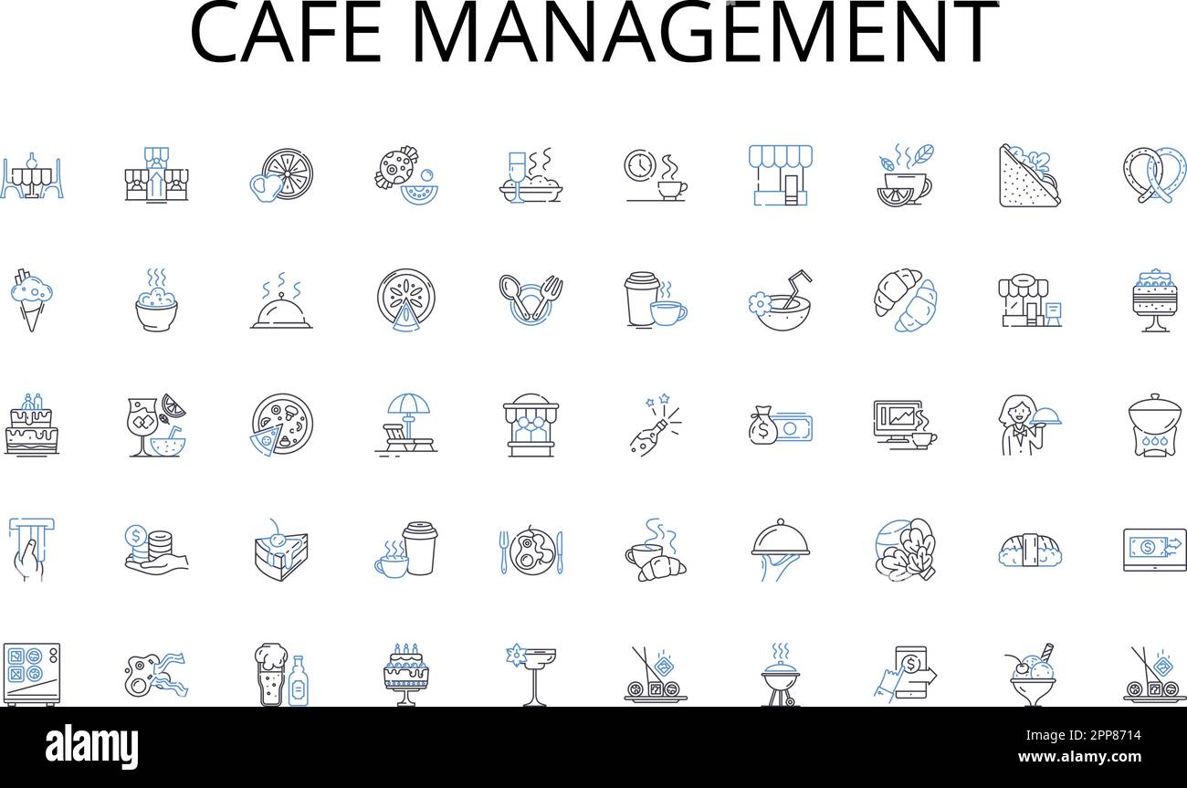 Cafe management line icons collection. Frugal, Economical, Reduction ...