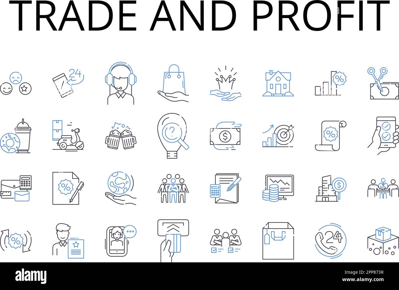 Trade and profit line icons collection. Buy and sell, Income and ...