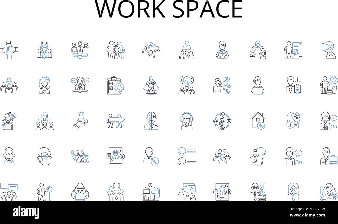 Work Space Line Icons Collection Ambitious Dedicated Skilled