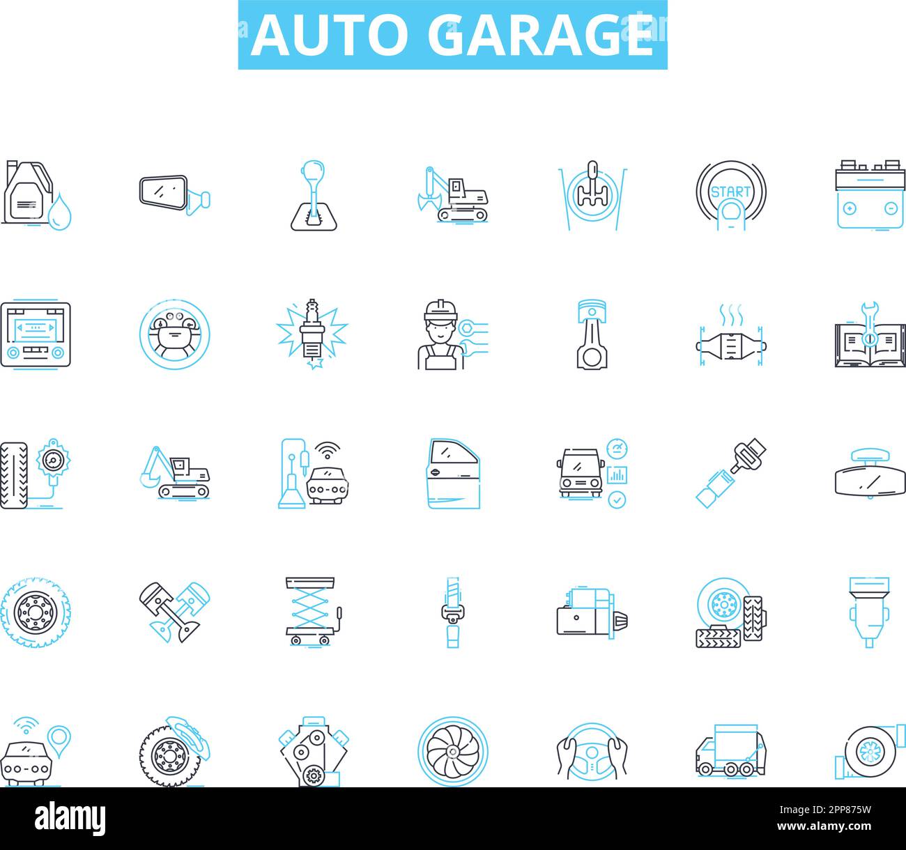 Auto garage linear icons set. Repair, Maintenance, Mechanic, Service ...