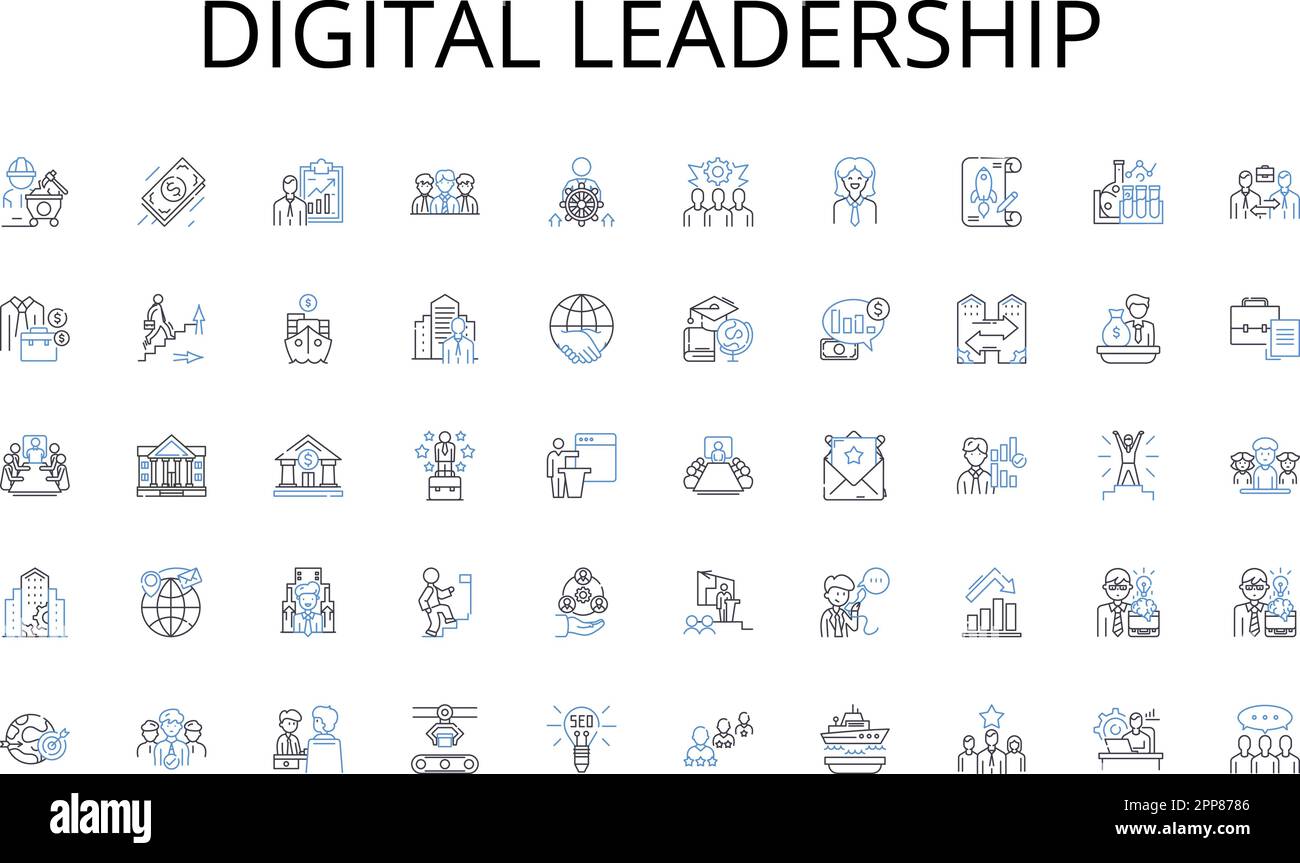 Digital leadership line icons collection. Illustration, Sketching ...