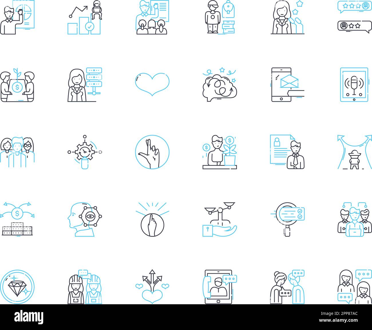 Allied Parties Linear Icons Set Unity Collaboration Coalition Partnership Friendship