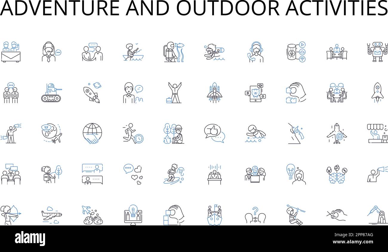 Adventure and outdoor activities line icons collection. Apartments ...