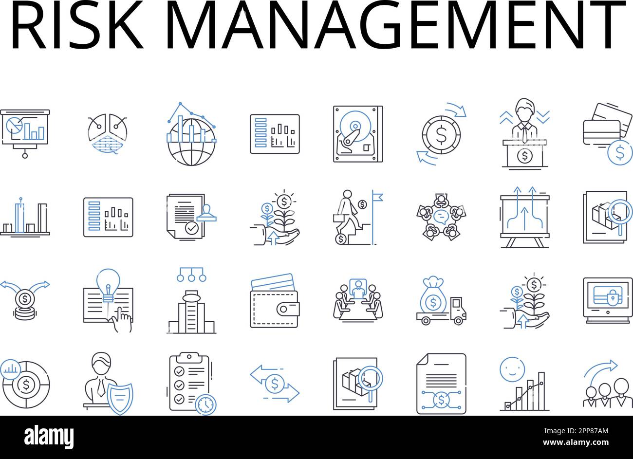 Risk management line icons collection. Time management, Project ...