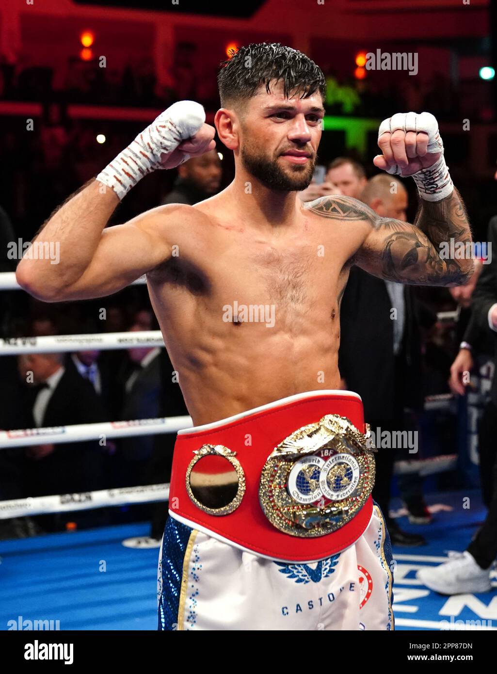 Joe Cordina celebrates victory in the IBF World Super Feather weight ...