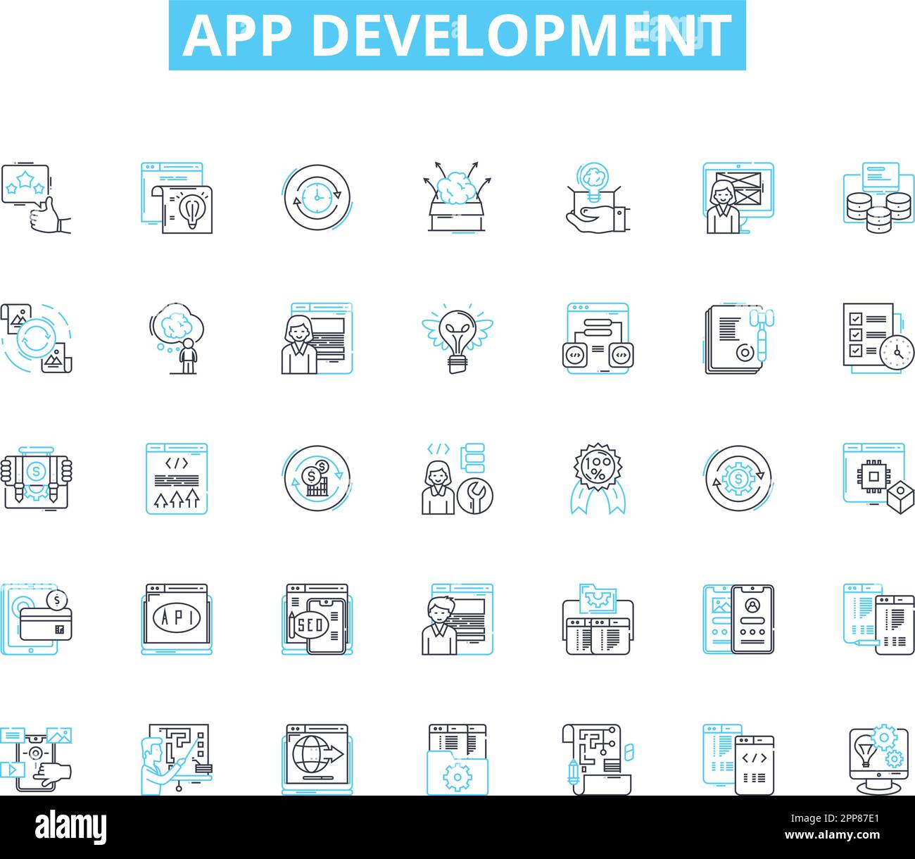 App Development Linear Icons Set Platform Framework Code Interface Compatibility Usability