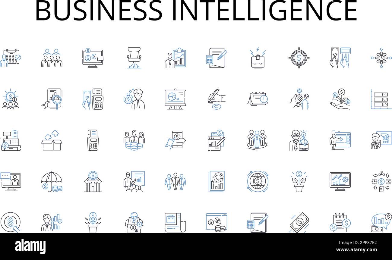 Business Intelligence Line Icons Collection Allocation Optimization Utilization Efficiency