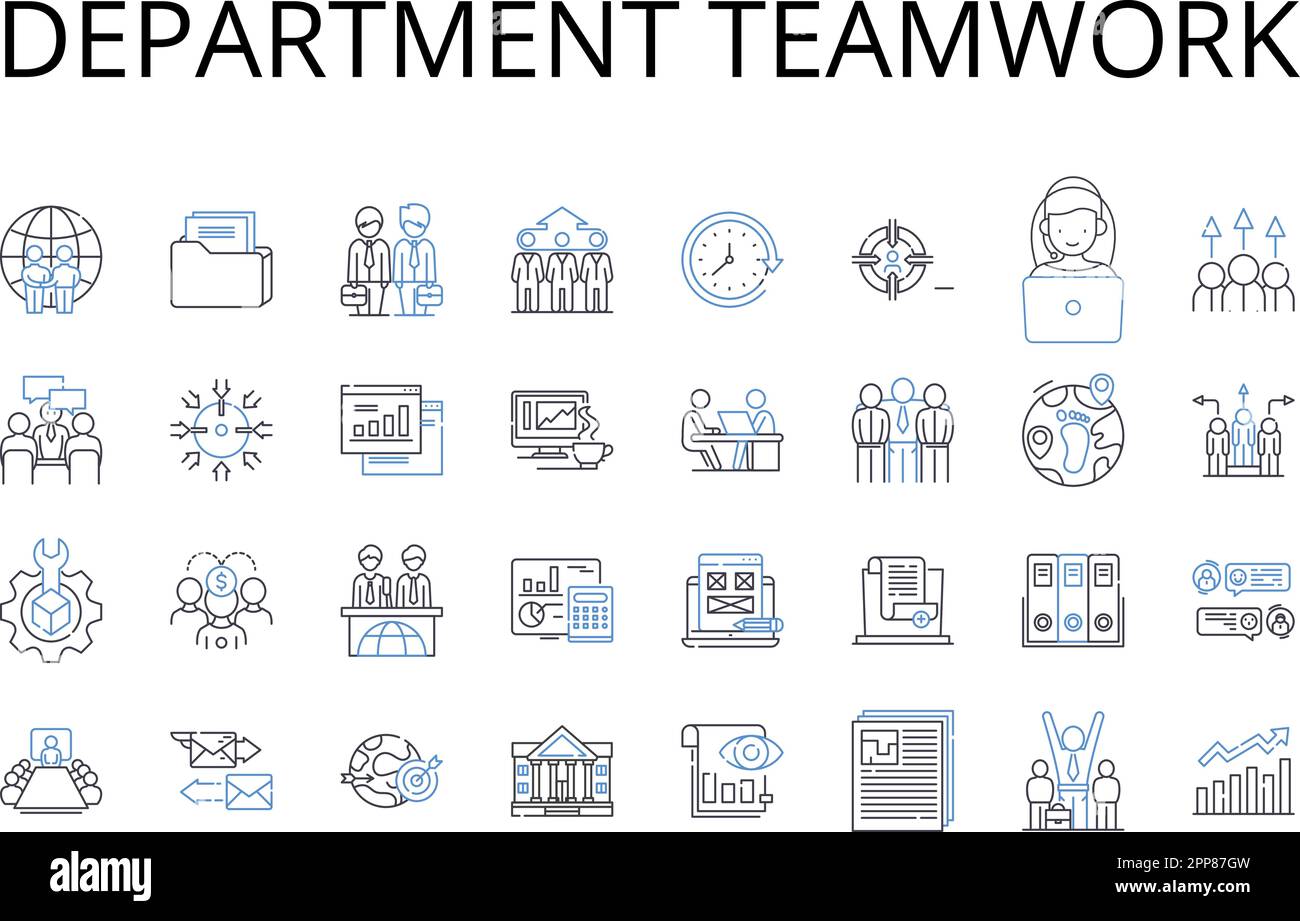 Department teamwork line icons collection. Group collaboration, Team ... Department teamwork line icons collection. Group collaboration, Team ...