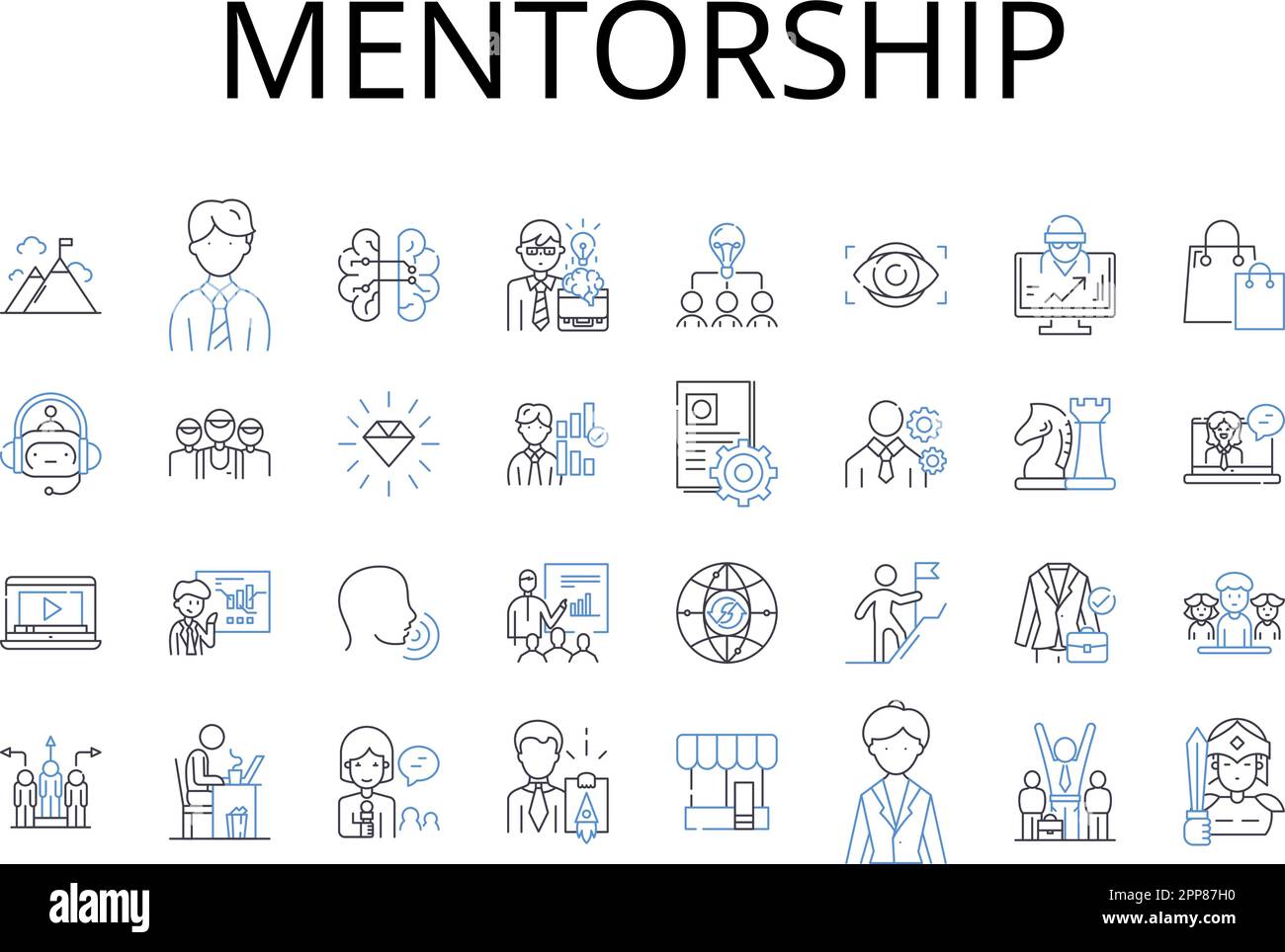 Mentorship line icons collection. Apprenticeship, Coaching, Guidance ...