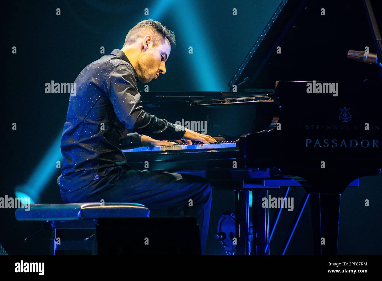 Milan Italy. 22 April 2023. The Hungarian pianist and composer PETER ...