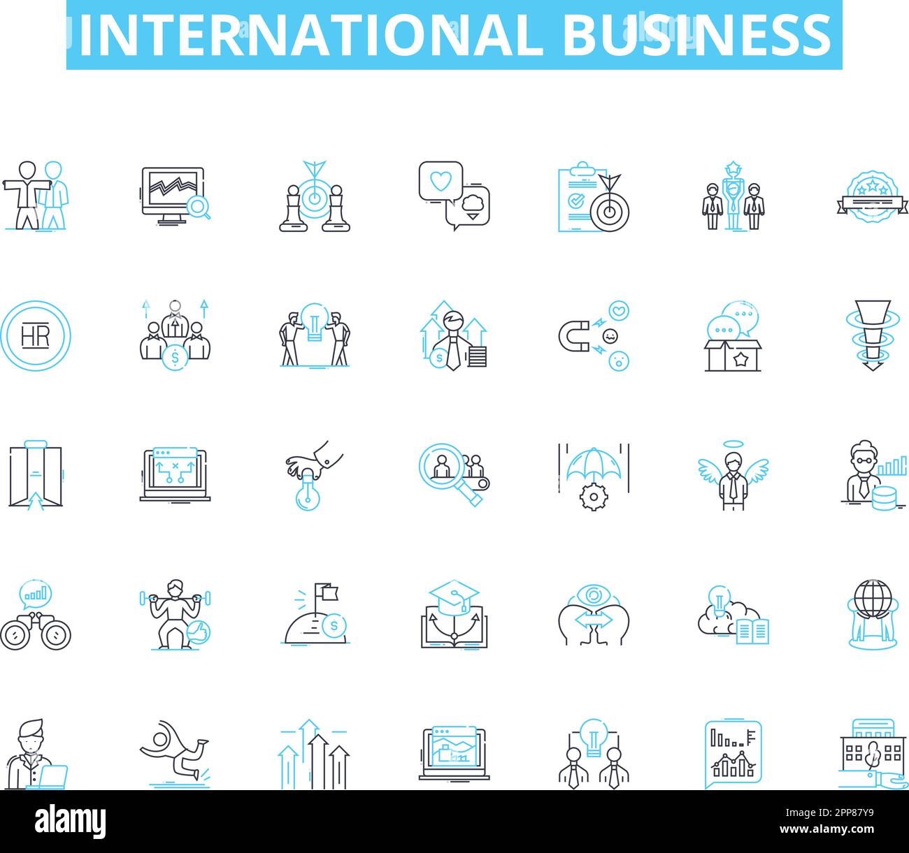 International business linear icons set. Globalization, Exporting ...