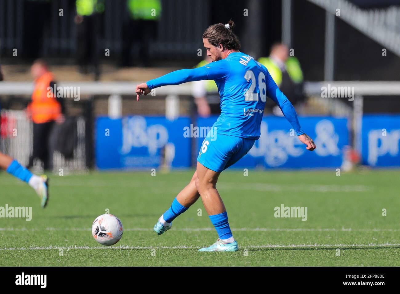 Bromley, United Kingdom on 22 April 2023. Chesterfield midfielder ...