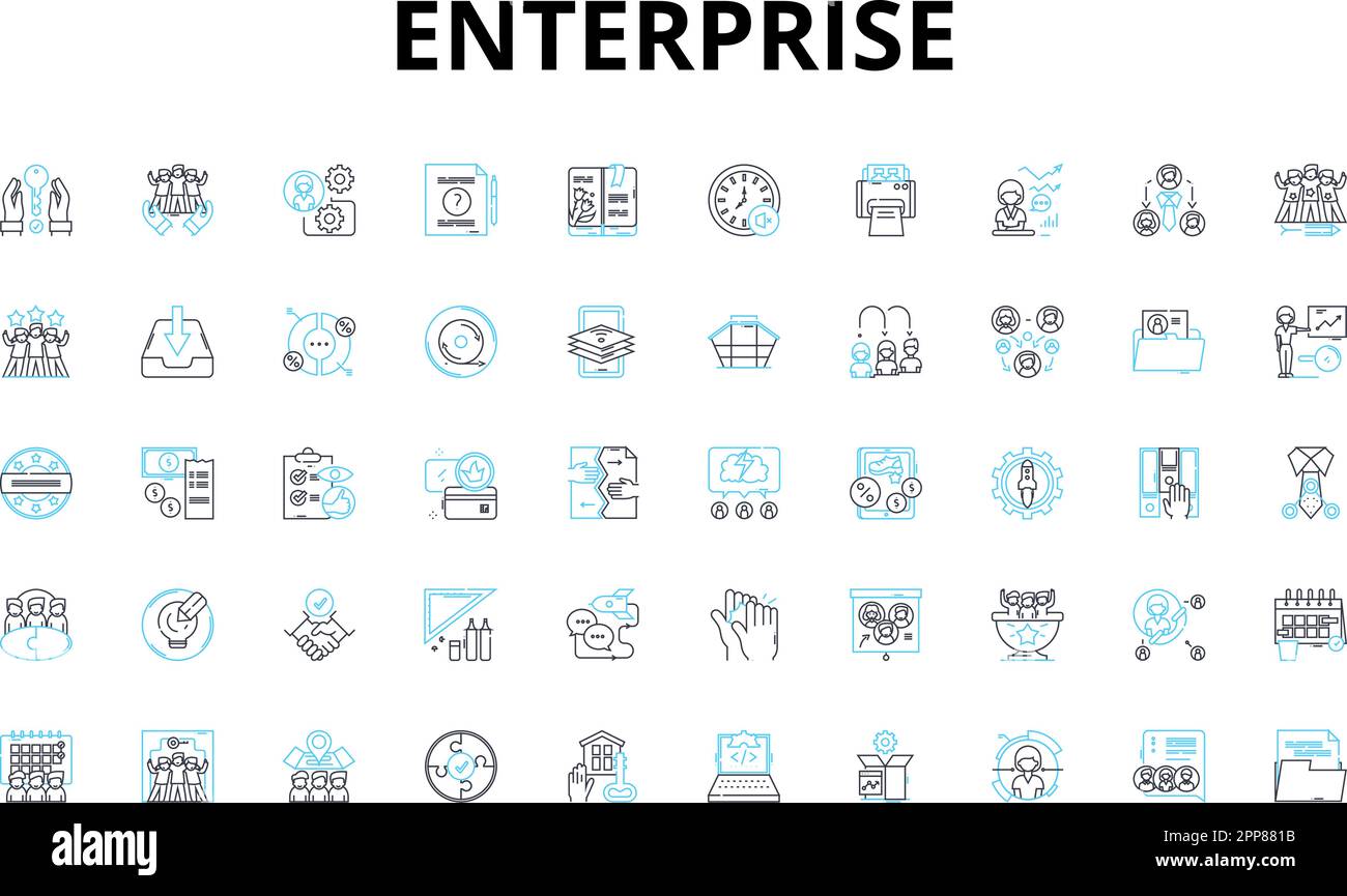 Enterprise linear icons set. Innovation, Profitability, Growth ...