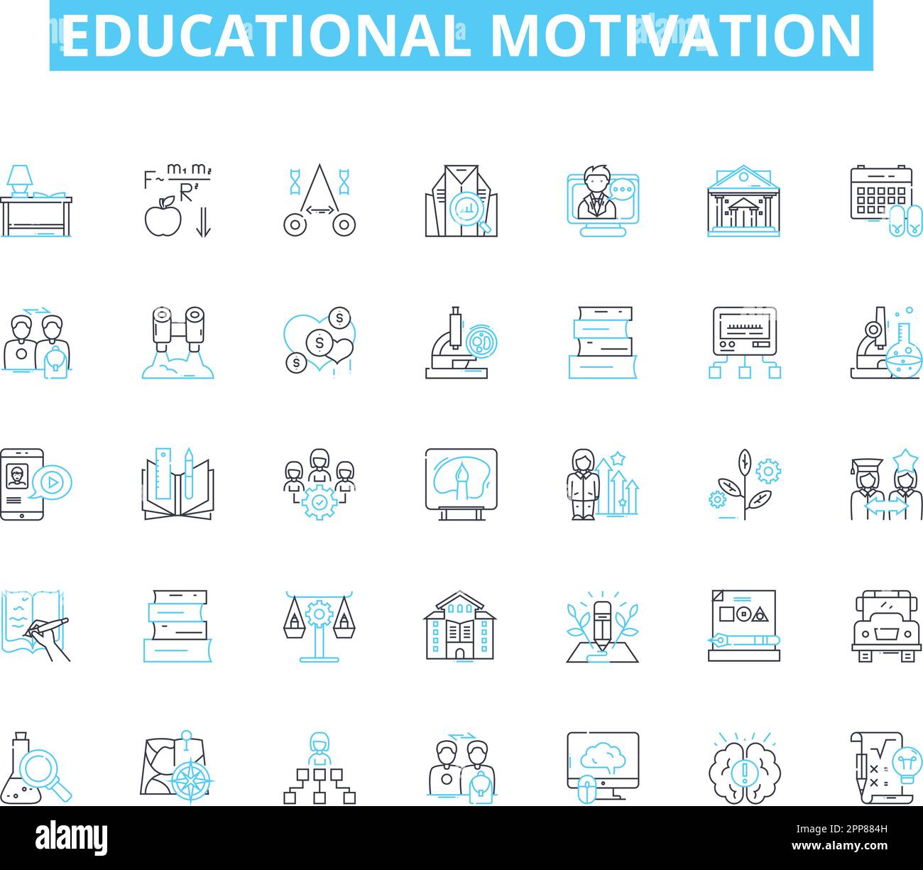 Educational motivation linear icons set. Inspiration, Growth ... Educational motivation linear icons set. Inspiration, Growth ...