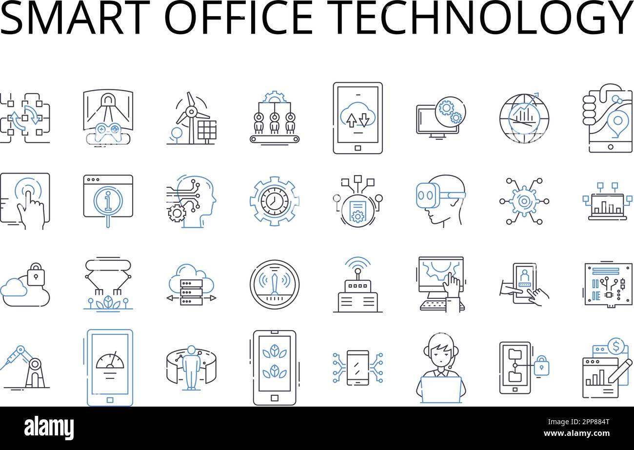 Smart office technology line icons collection. Responsive web design ... Smart office technology line icons collection. Responsive web design ...