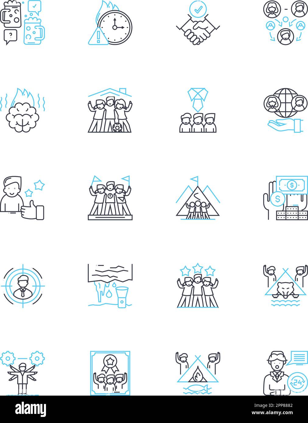 Employment Effectiveness Linear Icons Set Productivity Efficiency