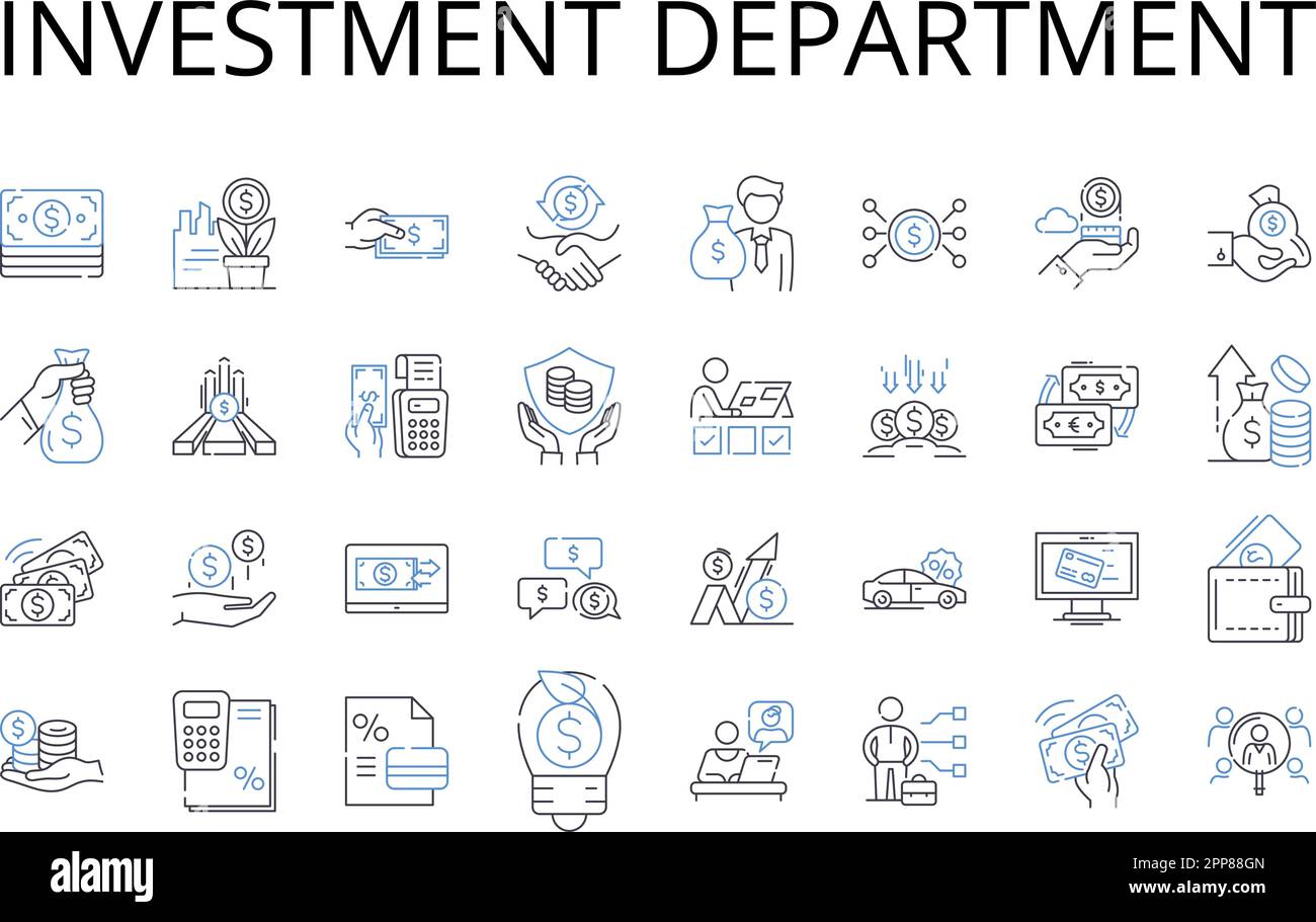Investment department line icons collection. Finance team, Wealth unit ...