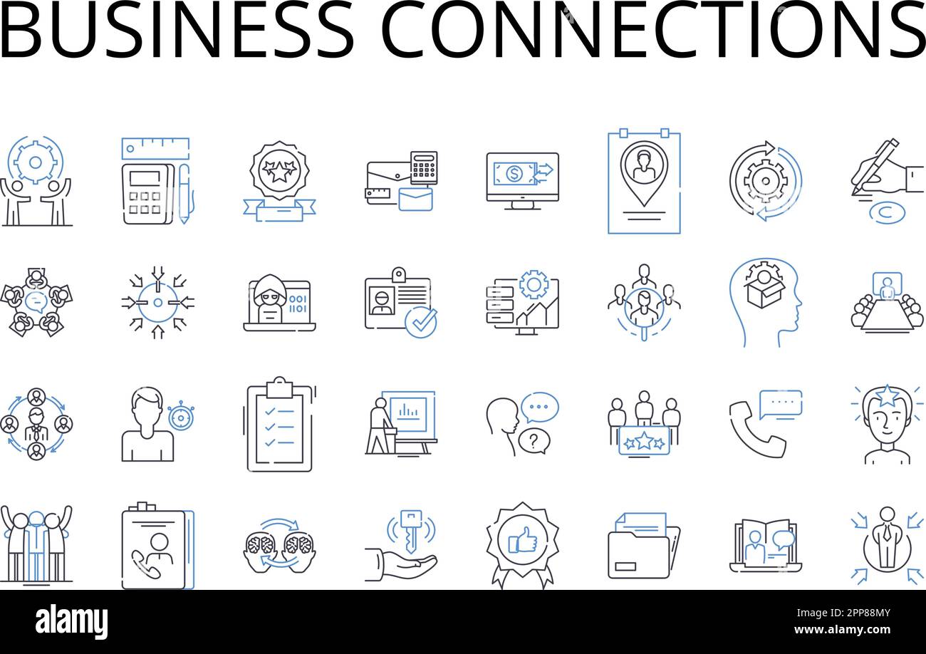 Business connections line icons collection. Professional contacts ...