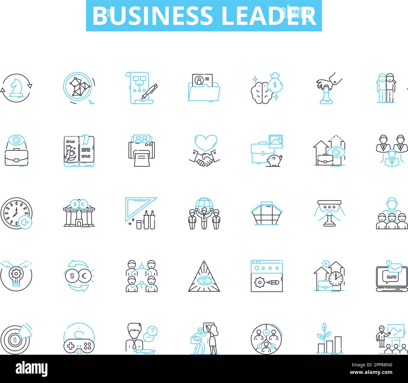 business Leader linear icons set. Visionary, Innovative, Strategic ...