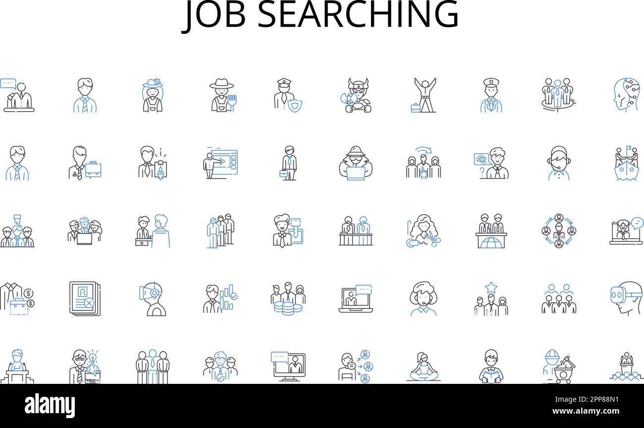 Job searching line icons collection. Planning, Management, Scheduling ...